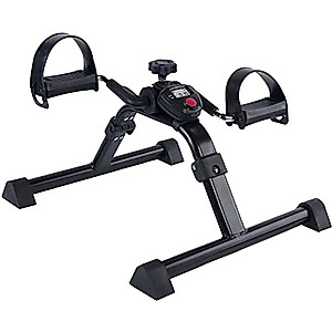 Vaunn Medical Under Desk Bike Pedal Exerciser with Electronic Display for Legs and Arms Workout (Fully Assembled Folding Exercise Pedaler, no Tools Required) , Dark