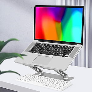 Gogoonike Adjustable Laptop Stand for Desk, Metal Foldable Laptop Riser, Portable Laptop Holder, Ventilated Cooling Computer Notebook Stand Compatible with 10-17.3” Laptops