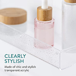 Navaris Acrylic Shower Shelves - Set of 2 - No Drilling Clear Bathroom Shelves - Self Adhesive Wall Mounted Transparent Shelf - 15"x3.9"x2.7" - 2-Pack