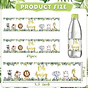 48 Pieces Water Bottle Labels Jungle Animals Themed Party Shower Water Bottle Stickers Wrappers Waterproof Baby Shower Labels for Baby Shower Party Decoration
