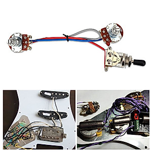 Electric Guitar Wiring Harness, Guitar Wiring Harness Kit 1 Volume 1 Tone 3 Way Toggle Switch 500K for Electric Guitar Electric Guitar Wiring Harness Electric Guitar Wiring Harness