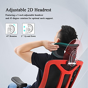 Fradiett Ergonomic Mesh Office Chair - Computer Chair with 3D Lumbar Support, Seat Depth Adjustable Desk Chair with Headrest, 3D Armrest, Ergonomic Gaming Chair for Home Office,Tilt Function