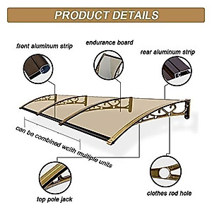 LIANGLIANG Awning Rain Door Canopy, Thickened Aluminum Alloy Has Strong Bearing Capacity, The Bulletin Board of Campus Community Windows (Black Bracket Transparent Endurance Board)