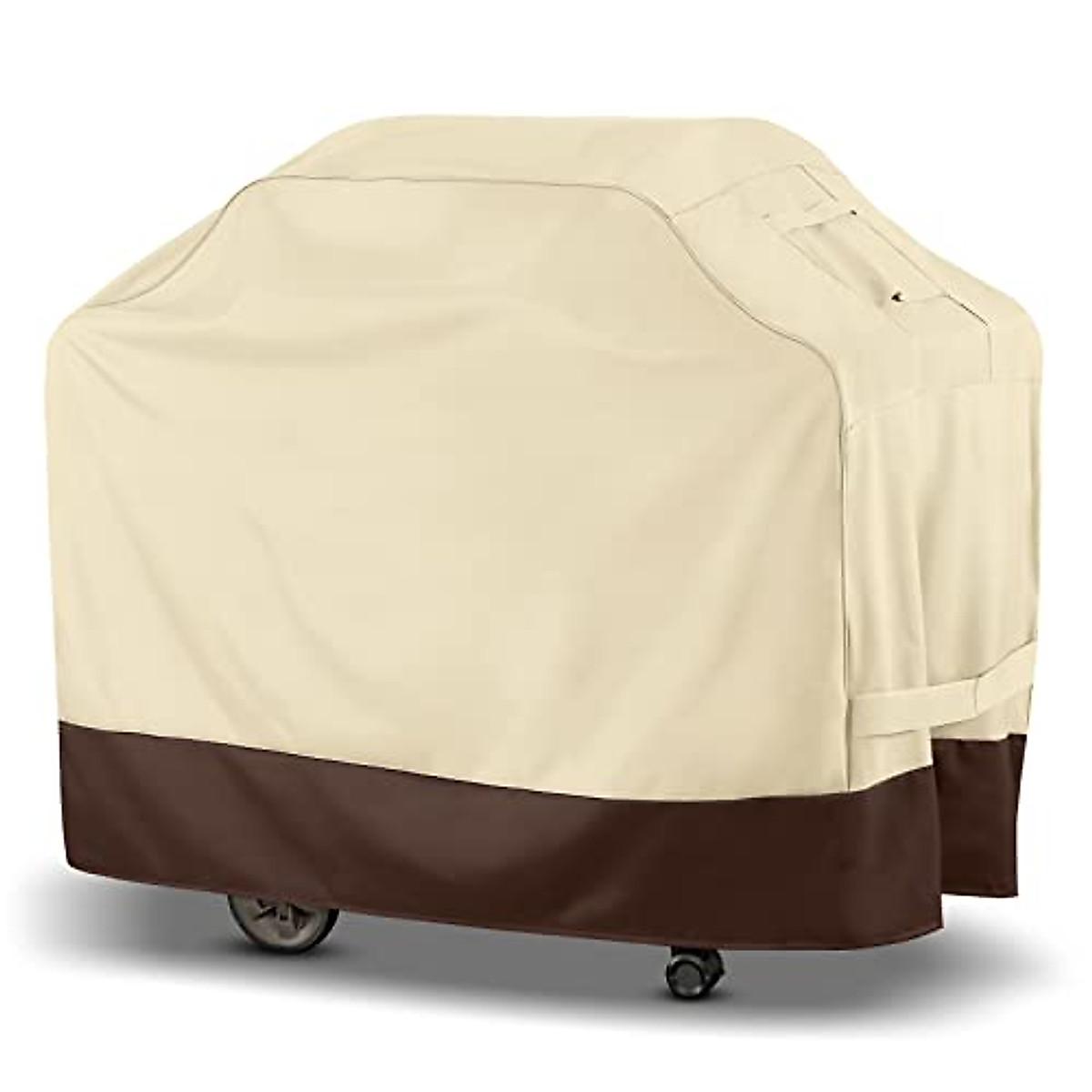 SunPatio Gas Grill Cover 60 Inch, Outdoor Heavy Duty Waterproof Barbecue Grill Cover, UV and Fade Resistant, All Weather Protection for Weber Charbroil Brinkmann Grills and More, Beige & Brown