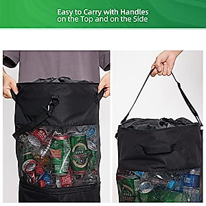 EZAKIE Boat Trash Bag Large Boat Trash Can for 80+ Cans, Boat Trash Container with Bottom Zipper Opening, Outdoor Boat Garbage Sack Storage Bag Hanging Portable Mesh Fishing Boat Accessories (Black)