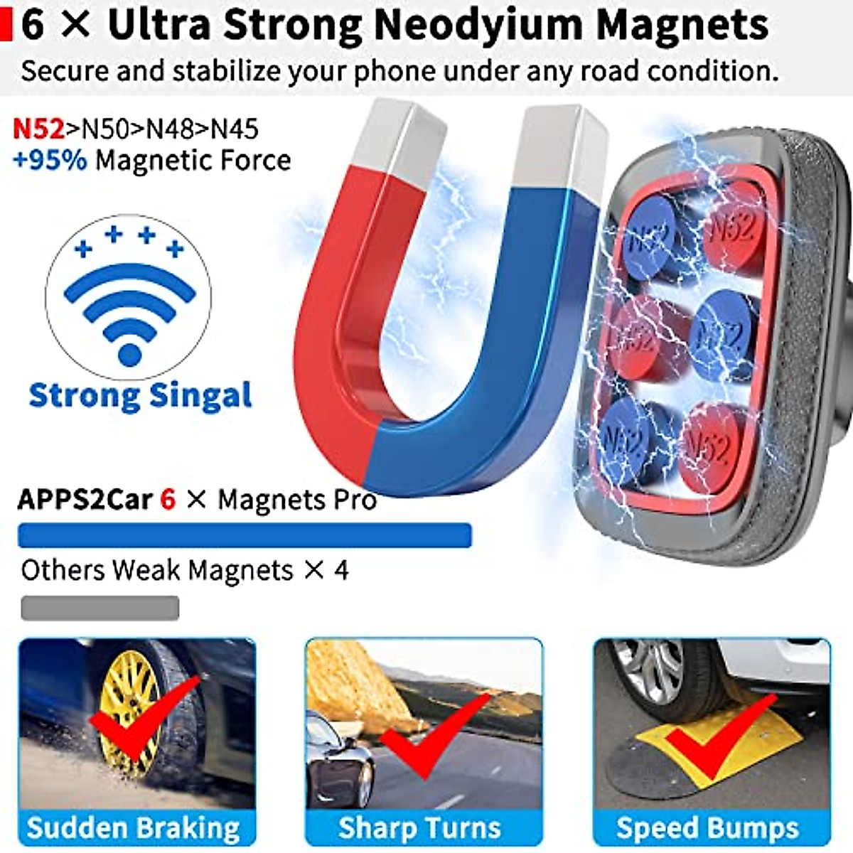 Windshield Car Phone Mount Long Arm, APPS2Car 13 Inches Gooseneck Magnetic Window Mobile Holder for Truckers Drivers Semi Truck SUV MPV Vehicle Compatible with All iPhone Samsung Phones iPad Mini