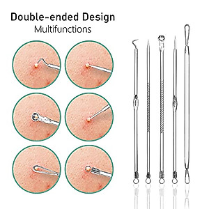 Dr.Pedi Blackhead Remover Pimple Popper Tool Kit Acne Blemish Pimple Extractor Needle Facial Comedone Clip Blackhead Tweezer for Ingrown Hair Removal 8 Pcs in Metal Case