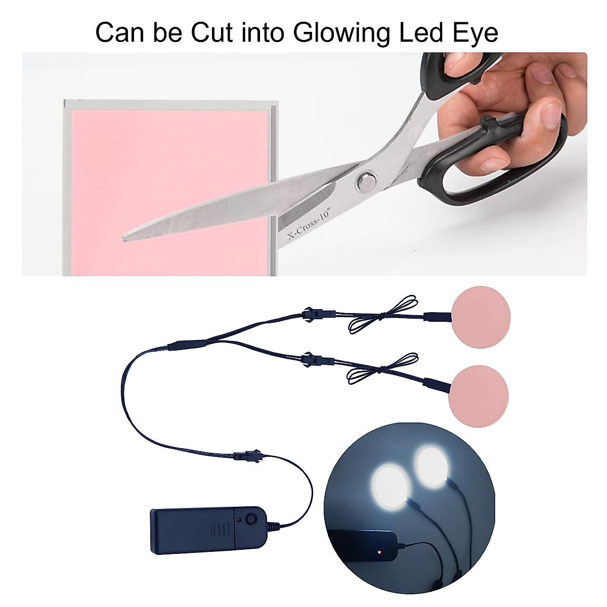 YnGia Glowing LED Eyes Cuttable 2PCS 12 * 5cm EL Panel Electroluminescent Light Sheet Decorations Light Lamp Sheet Neon Sheet with Battery Inverter (White)