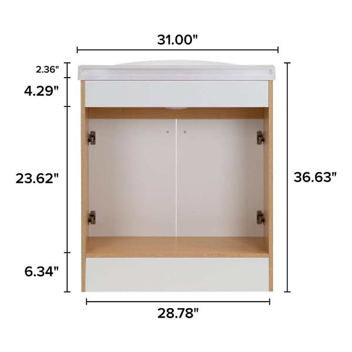 Spring Mill Cabinets Zarna 31 Inch Bathroom Vanity with White Drop-in Single Sink Top, 2-Door Cabinet, 31" W x 18.78" D x 36.63" H, White