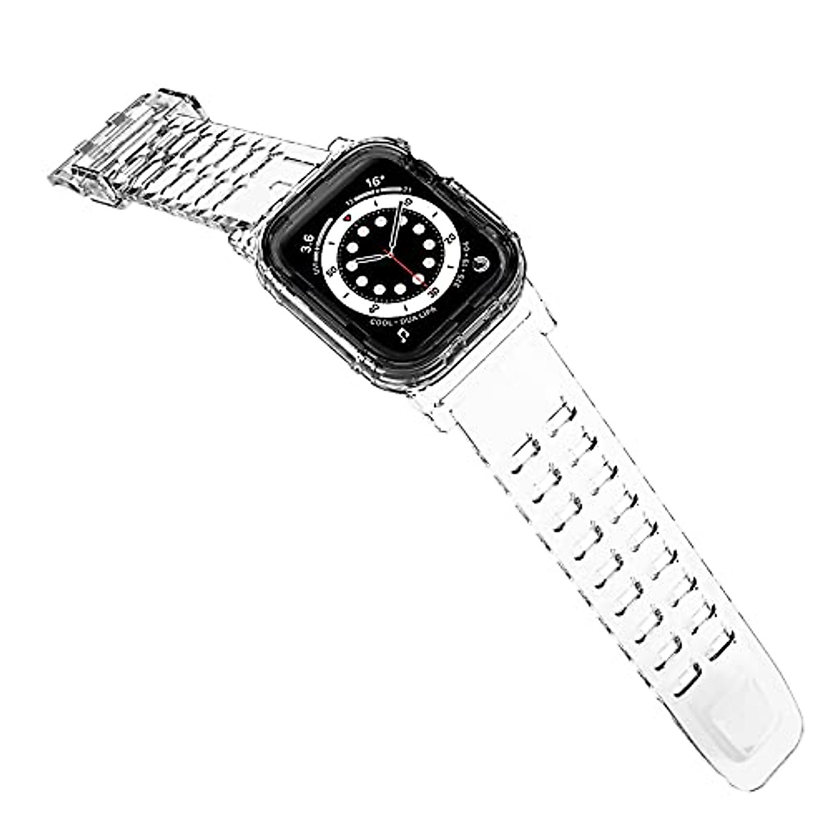 ShiningCare Clear Watch Bands Compatible for Apple Watch Band 45mm 44mm 42mm 41mm 40mm 38mm with Protective Bumper Case for iWatch Series 8 7 6 5 4 3 2 1 SE, Crystal Transparent Cute Jelly Watch Strap for Women and Men (Clear, 42/44/45mm)