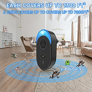 Ultrasonic Pest & Mouse Repeller 6 Packs, 2024 Ugraded Indoor Pest Control, Ultrasonic Pest Repellent, Indoor Pest Control for Home, Kitchen, Office, Hotel, Warehouse
