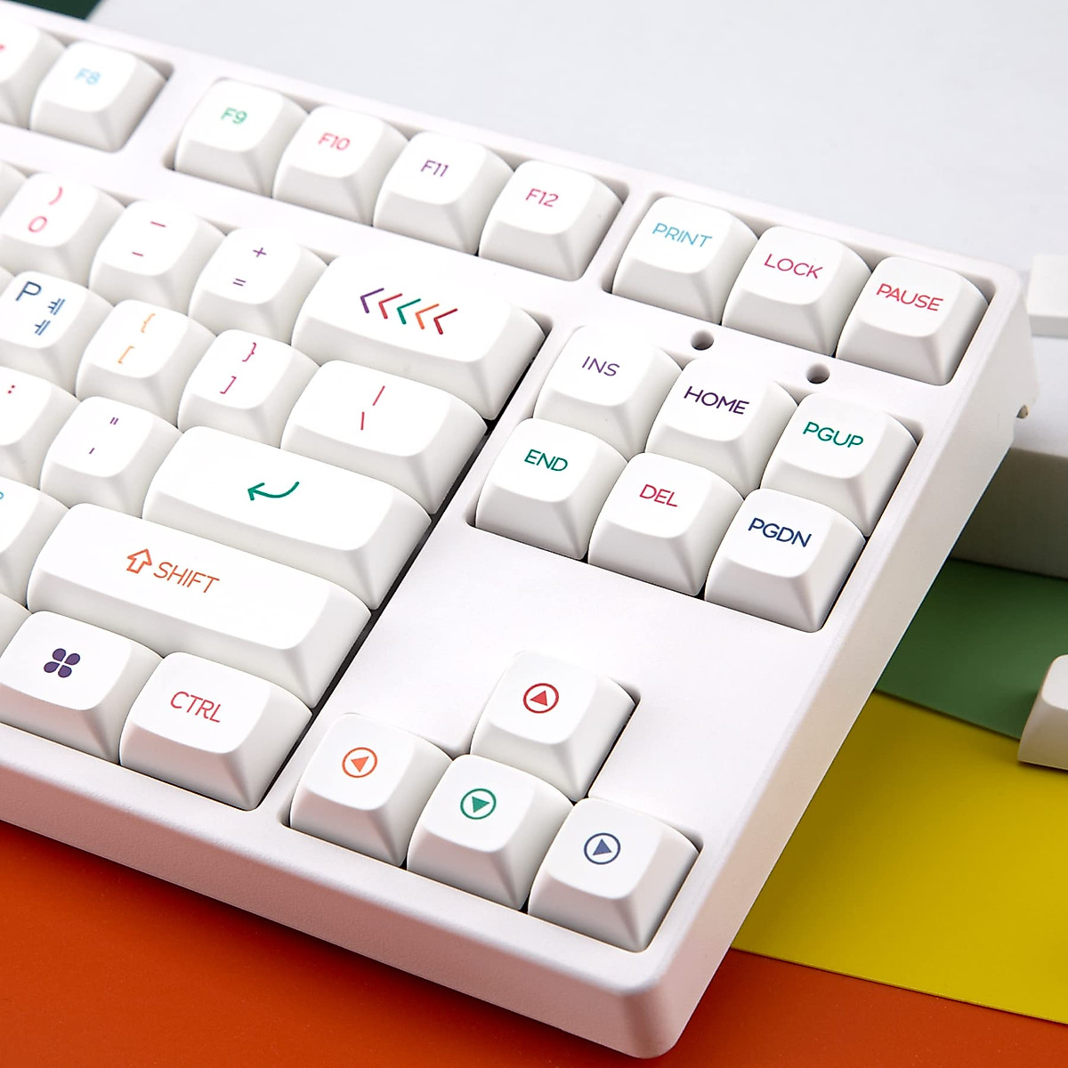 TOkey 127 Keys XDA Profile Custom PBT Dye Sublimation Keycaps Compatible with All Mechanical Gaming Keyboards for TTC Gateron Kailh Holy Panda Cherry MX Switches(Neon Lights with Korean)