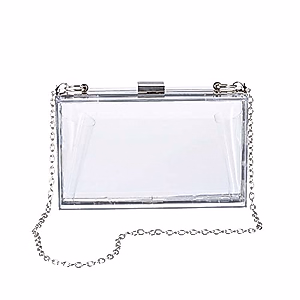Women Clear Crossbody Purse Acrylic Transparent Clutch Bag Shoulder Handbag With Gold Chain Strap (silver)