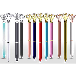 Big Diamond Pen 20 Pieces Rhinestones Crystal Metal Ballpoint Pens Black Ink With 20 Pack 3.2'' Ballpoint Pen Refills, Different Colors (20Pcs Big Diamond Pen)