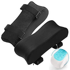 Fuloon Ergonomic Office Chair Armrest Cushion, Elbow Pillow with Cooling Gel for Elbow and Forearm Pressure Relief for Computer Chairs, Gaming Chairs, Office Chairs and Wheelchairs (Black)