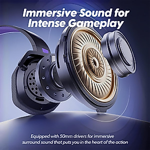 NUBWO G06 Dual Wireless Gaming Headset with Microphone for PS5, PS4, PC - 23ms Low Latency Audio - 100-Hour of Playtime - 50mm Drivers (Black-Purple)