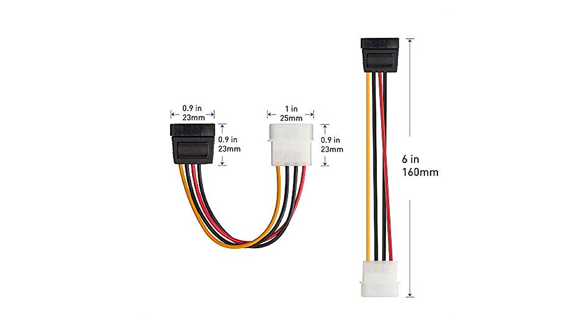 Cable Matters 3-Pack Molex to SATA Power Cables - 6 Inch Adapters