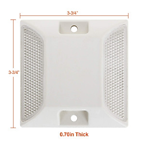 20Pack White Reflective Road Driveway Marker 3-3/4”x 3-3/4”Street Pavement & Asphalt Stud Markers, Great Reflecting for Speed Bumps, Sidewalks, Pedestrian Crossings, Freeways, Driveways