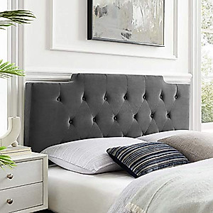 Modway Juliet Tufted Performance Velvet Twin Headboard in Charcoal