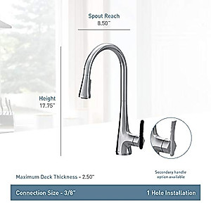 Moen S7235SRS Sinema One-Handle High Arc Pulldown Kitchen Faucet featuring Power Boost and Reflex, Spot Resist Stainless