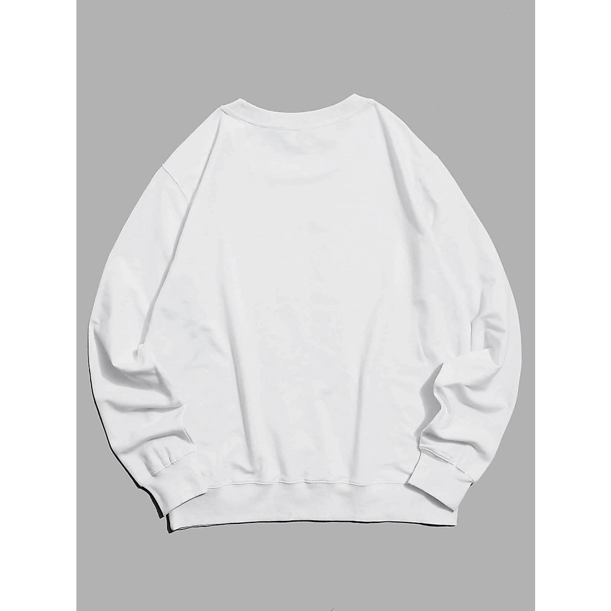 WDIRARA Men's Cartoon Dinosaur Graphic Print Long Sleeve Round Neck Sweatshirt White M