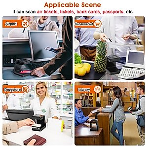 Alacrity 2D QR Wireless Hands-Free Omnidirectional Desktop Barcode Scanner, with Screen Display and Large Capacity Batteries, Compatible with Bluetooth & 2.4GHz Wireless, for Airport, Supermarket