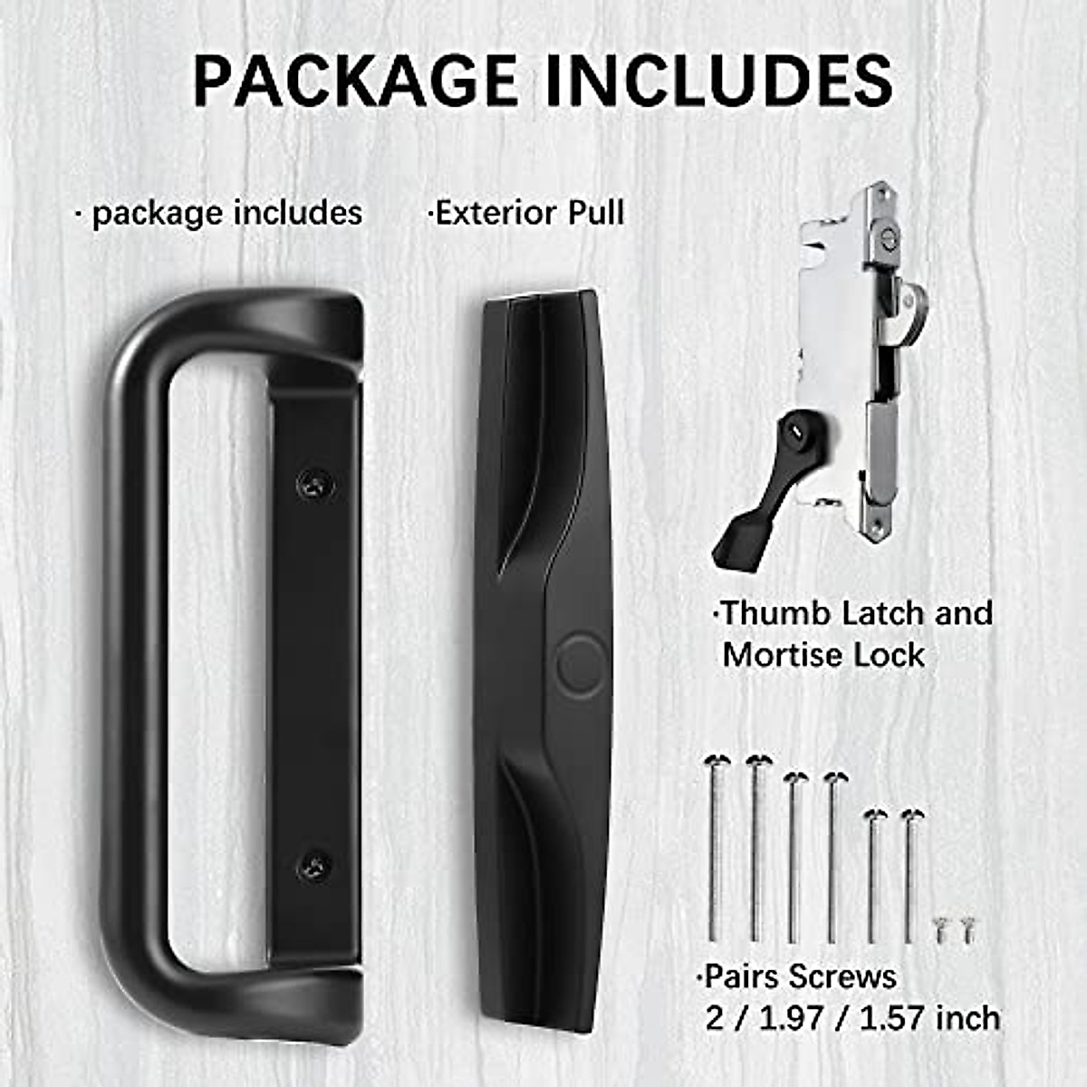 House Guard Black Patio Door Handle Set with Mortise Lock,Suitable for Replacement Sliding Doors Lock 3-15/16”Screw Hole Spacing.Choices That Add a Unique to Your Patio Glass Sliding Door.