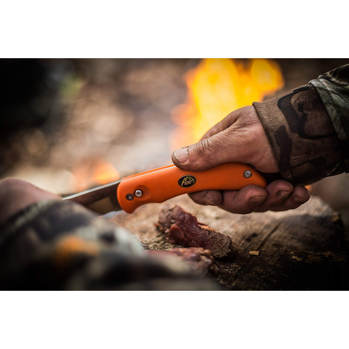 Outdoor Edge Swingblaze Double Blade Hunting Knife with Rotating Skinning & Gutting Blades, Nylon Sheath, (Blaze Orange, SZ-20NC)