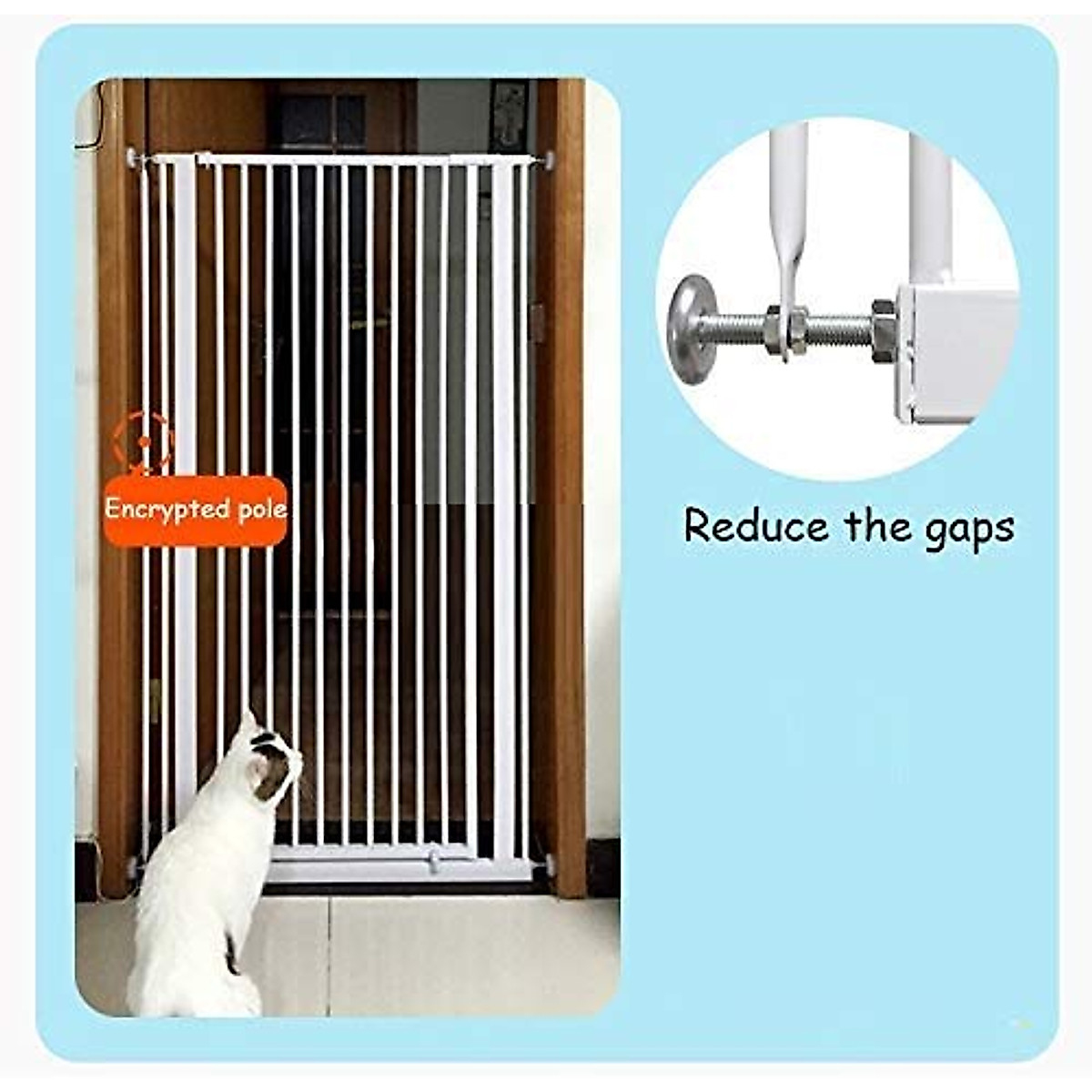 Pet Safety Gate Extra Tall 120cm Pet Gate For Dogs and Cats, Baby Safety Gate for Doorways/Stairs/Hallways, White Metal Encrypted Barrier Indoor Safety Gates for Children & Pets, Fits 66-130cm Wide Pe