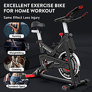 Exercise Bike, Magnetic Stationary Bike for Indoor Cycling (Upgraded Version), Cycle Bike w/ 360° Rotate Ipad Holder for Home Gym, Silent Belt Drive Indoor Bike w/ Comfortable Seat Cushion, 350 lbs Weight Capacity
