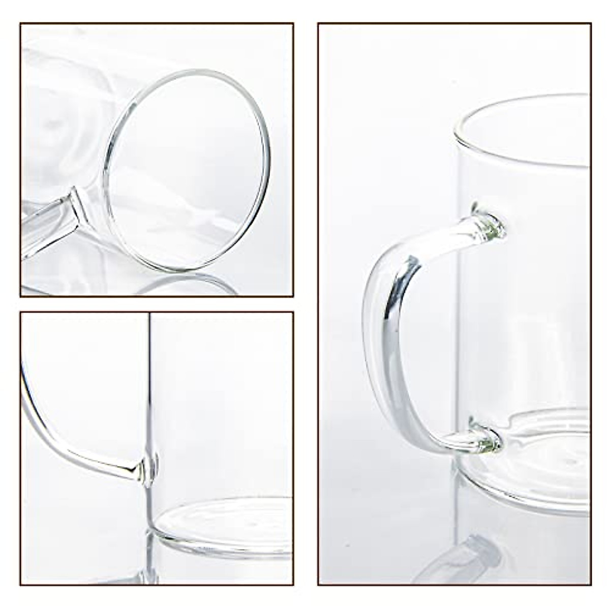 HAKEEMI Glass Coffee Mugs Set of 8, 15 oz Clear Coffee Cups with Handles for Latte, Mocha, Cappuccino, Espresso, Hot/Cold Beverages, Tea