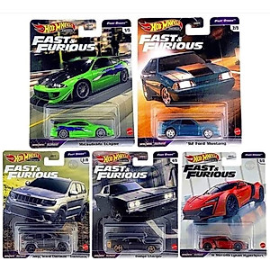 Hot Wheels Premium Fast & Furious Fast Stars Complete Set of 5 Vehicles