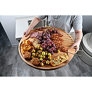 UWELD Extra Thick Round Serving Tray Maple Serving Board-Brunch Board-Cutting Board -Charcuterie boards 16inchesx1.26inches thick