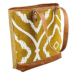 KPL Sel De Mer Upcycled Canvas and leather Hand Bag Cowhide Tote Bag shopping bag carry on leather bag