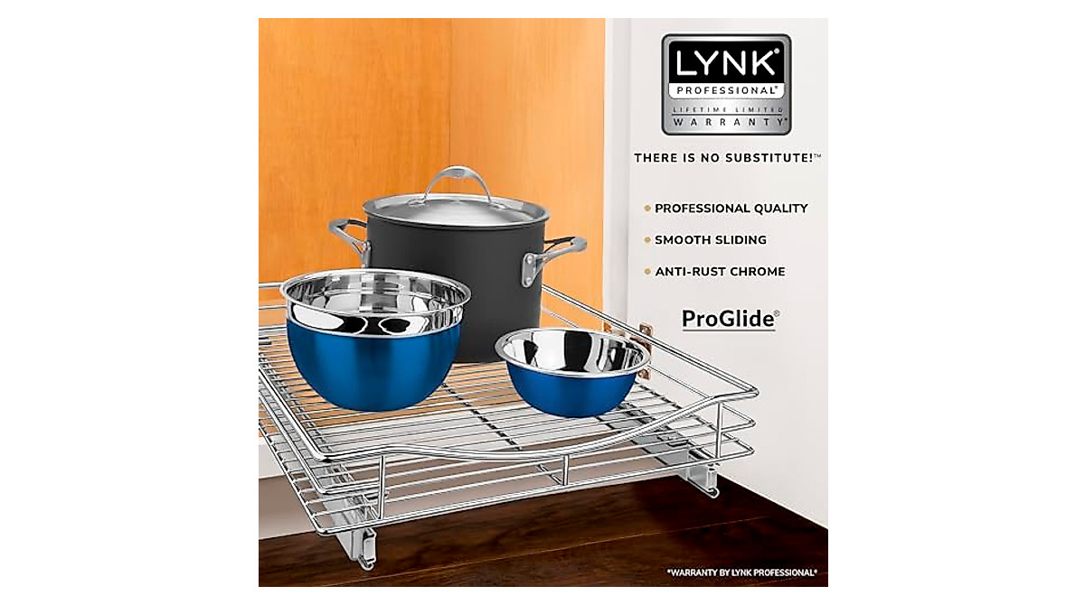 LYNK PROFESSIONAL Pull Out Cabinet Organizer – Heavy-Duty Drawer Shelves