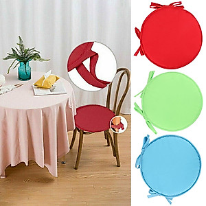 Feniyue 4PCS Round Chair Pads Seat Cushions, Set of 4 Patio with Ties, Soft & Comfortable Dining Indoor Outdoor Cushions or Home Office and Garden Furniture Decoration, Red