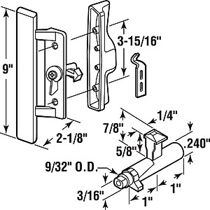 Prime-Line C 1259 Sliding Glass Door Handle Set, 3-15/16 In., Diecast and Wood, Black (Single Pack)