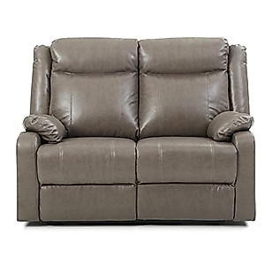 Glory Furniture Double Reclining Love Seat, Gray Faux Leather