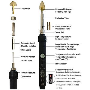 Tiny Iron,Mini Iron for Crafts 80W Mini Small Iron Patch Clothes T Shirts Shoes Clothes and Hats Portable and Easy Iron Supplies Adjustable Temperature (Black)