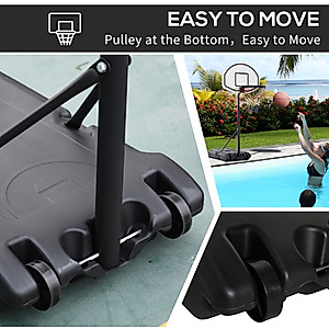 Aosom Poolside Basketball Hoop Stand Portable Basketball System Goal, Adjustable Height 3'-4', 30" Backboard