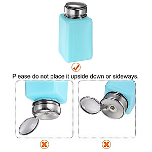 HARFINGTON 2pcs Solvent Alcohol Dispensers 200ml(6.8oz) Push Down Liquid Dispenser Pump Bottle with Sealing Stainless Steel Lid for Acetone Cleanser Polish Remover, Blue