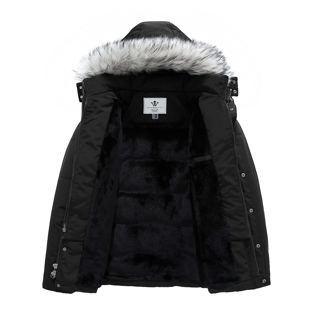 WenVen Men's Winter Puffer Coat Warm Outwear Jacket with Detachable Hood(Black,3XL)