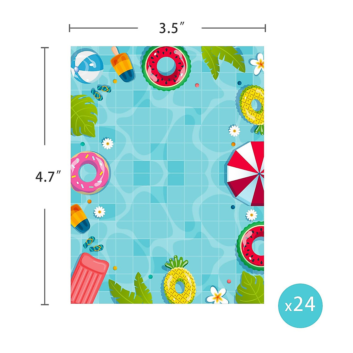 24 pcs Pool Party Place Cards and Name Cards for table setting, Summer Beach Themed food labels for party buffet for Baby Shower and Birthday Party Decorations (Pool)