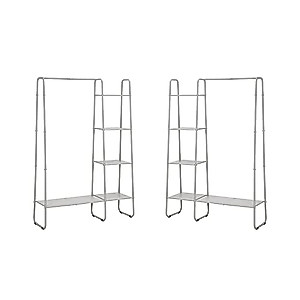 SunnyPoint Freestanding Clothes Metal Garment and Accessories, Organizer Closet Rack (WHT)