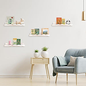 LeeQinersw Floating Nursery Book Shelves - Nursery Shelves for Wall White Hanging Bookshelf for Kids, Scalloped Book Shelf for Kids Rooms, 4 Pack