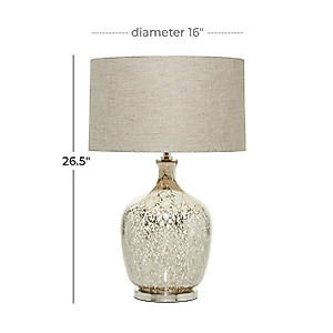 Deco 79 Glass Room Table Lamp Accent Lamp with Faux Mercury Glass Finish, Lamp 16" x 16" x 27", Silver