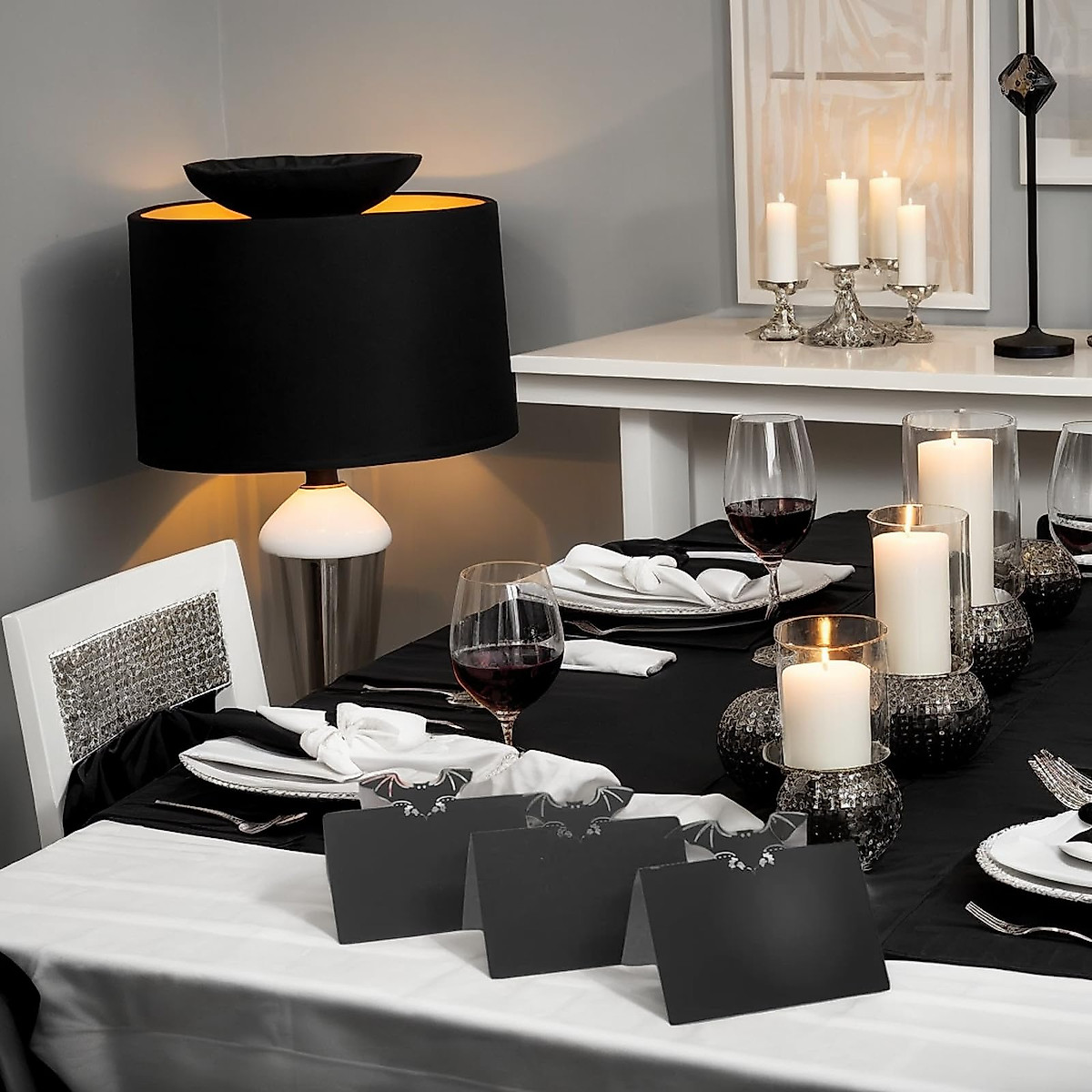 50 Pieces Black Bat Places Cards Halloween Place Card Holders Wedding Index Cards Seating Place Cards for Party Anniversary Halloween Table Decor