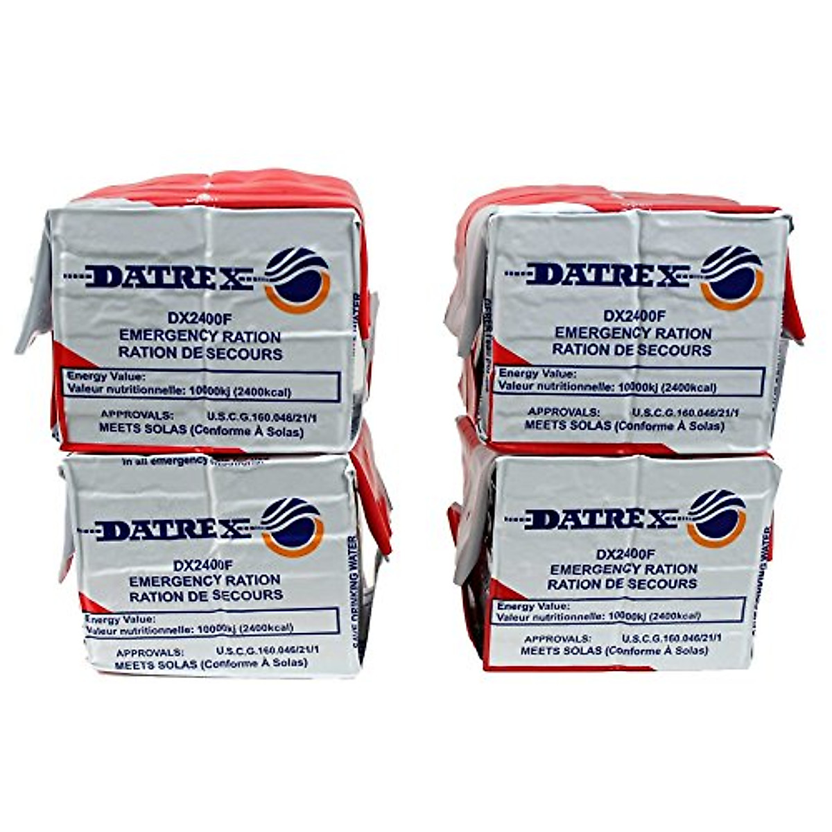 Datrex Emergency Survival 2400 Calorie Food Ration Bar (Pack of 4), 48 Bars