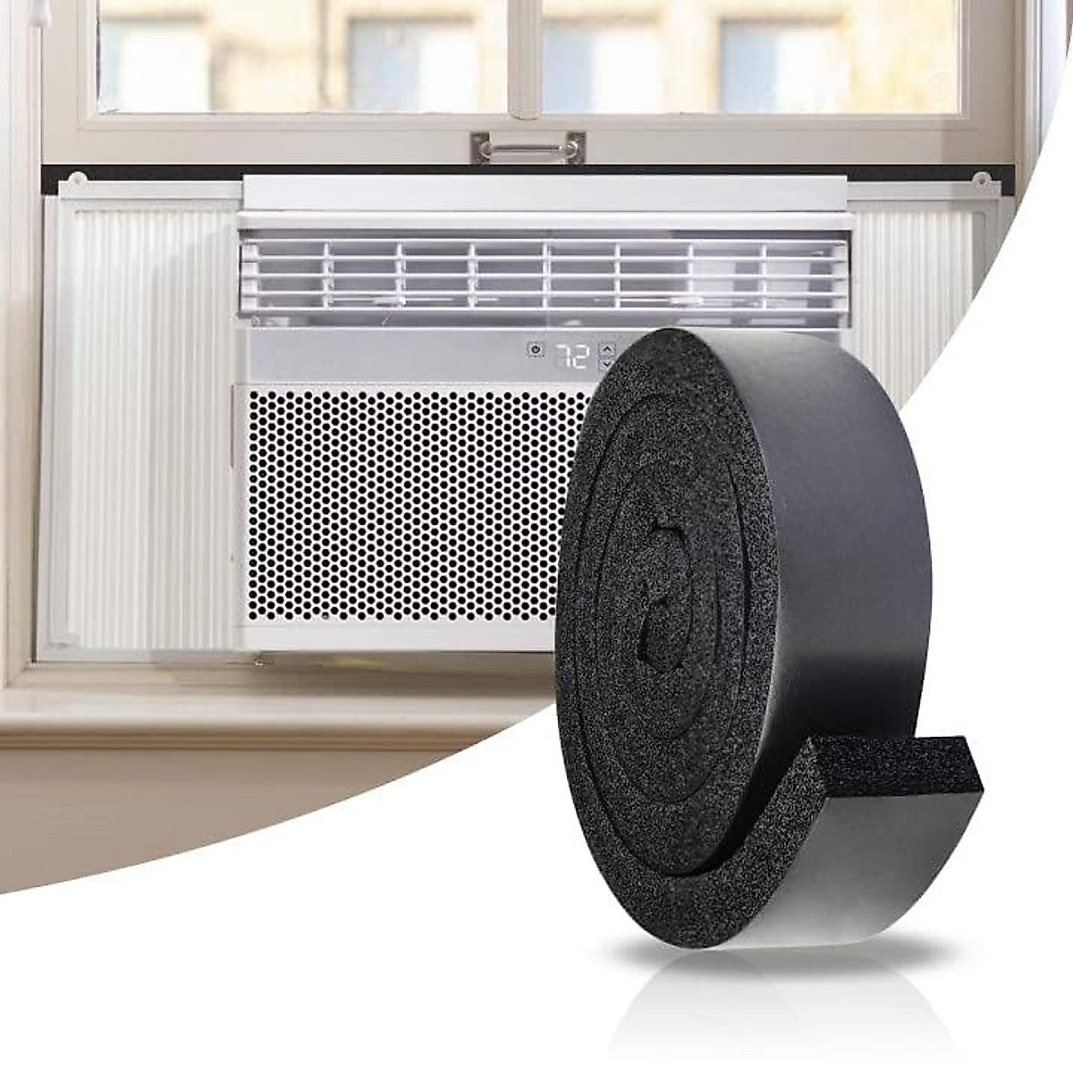 BJADE'S Air Conditioner Weatherseal Tape,Window AC Foam Seal Insulating Strip,2 X 1 Inch 6.5ft Air Conditioner Insulation Foam Strip.
