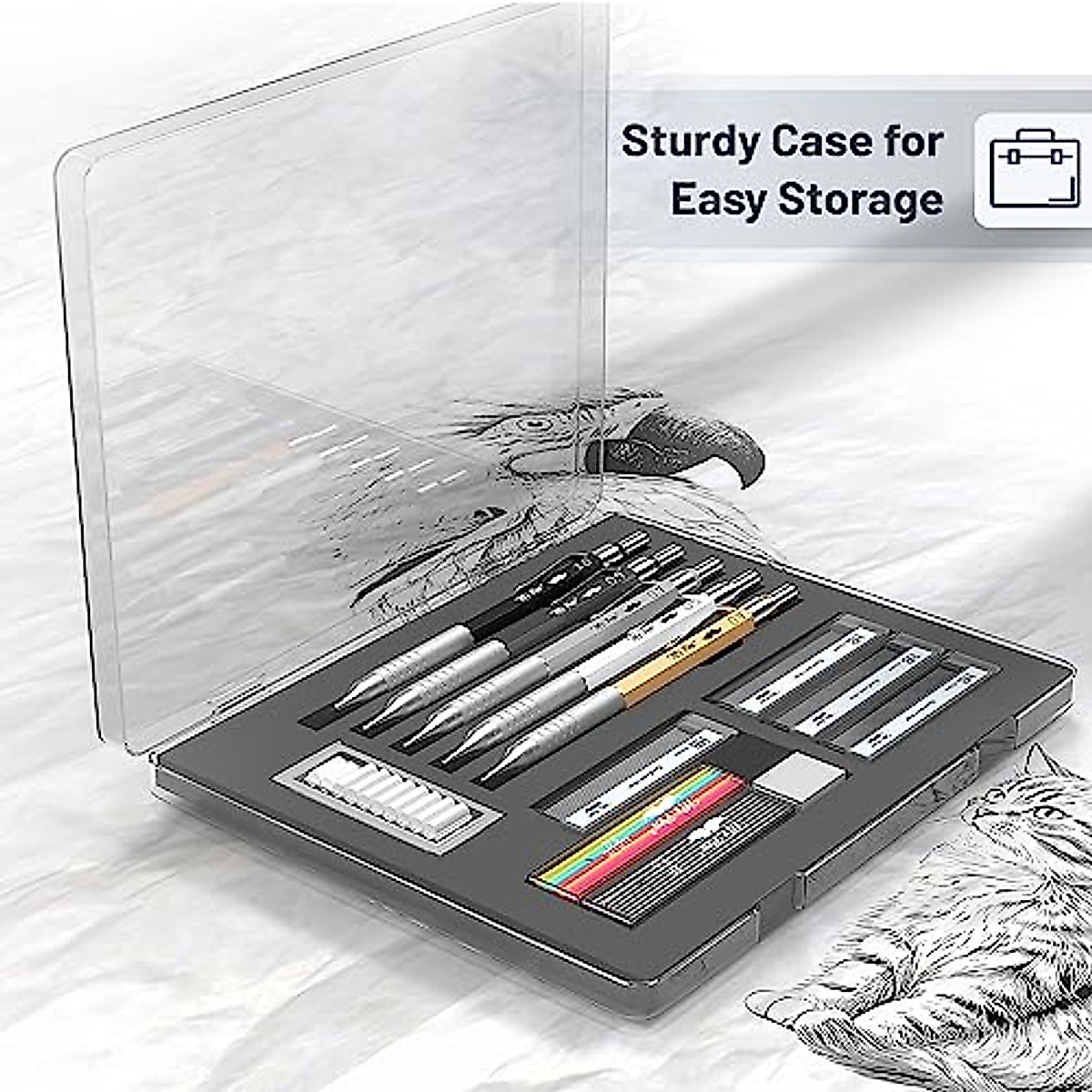 Mr. Pen- Metal Mechanical Pencil Set with Leads and Eraser Refills, 5 Sizes - 0.3, 0.5, 0.7, 0.9 and 2 Millimeters, Sketching/ Drafting Pencil